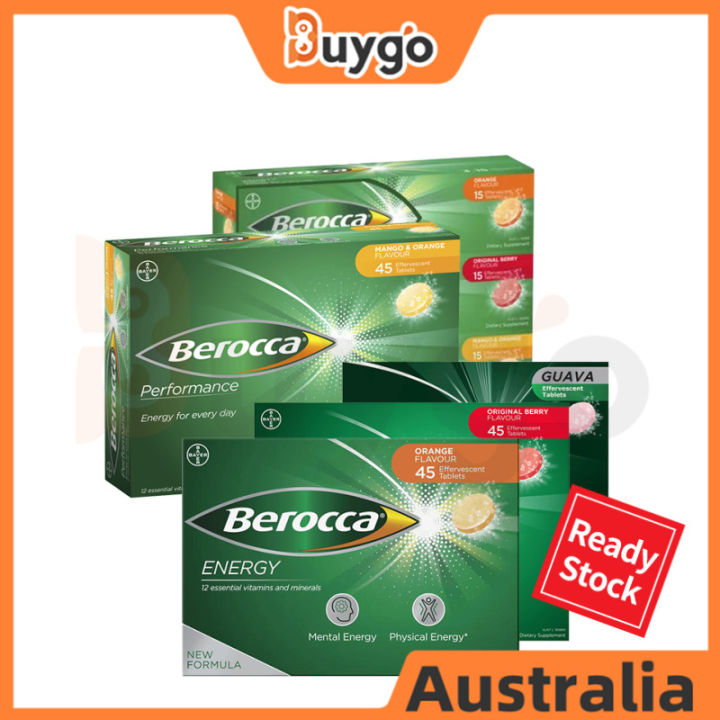Berocca Performance Berry / Orange / Mango / Guava Effervescent Vitamin ...