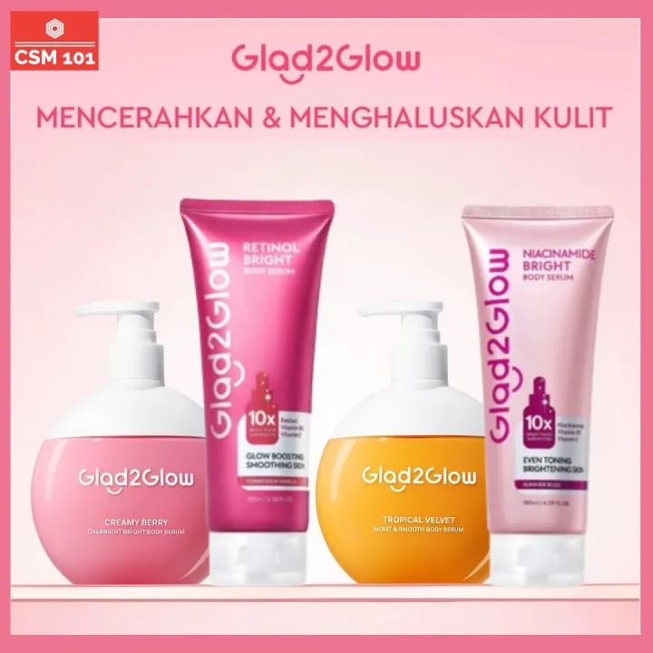 Glad2Glow Lotion Retinol/Niacinamide Bright Body Serum Body Lotion 10X ...