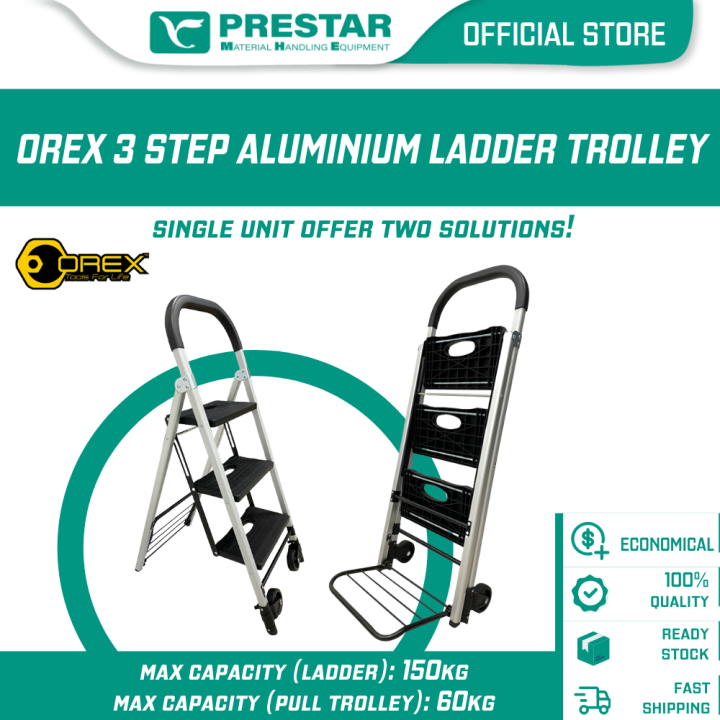 PRESTAR MHE Orex Step Ladder Aluminium 2 in 1 Chair Ladder 3 Step ...