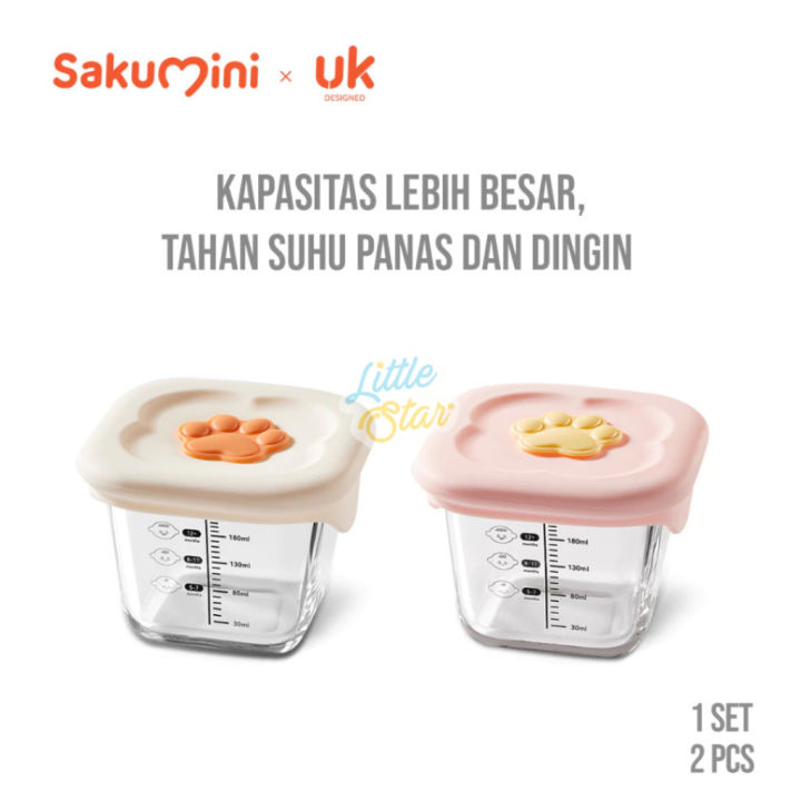 Sakumini Tempat Mpasi Kaca 2in1 Portable Baby Glass Food Container ...