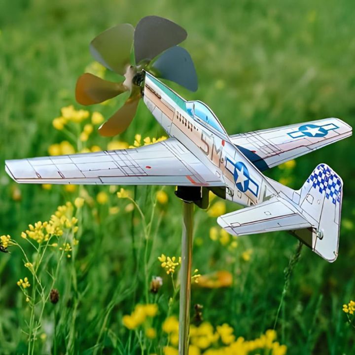 3D Plane Garden Weather Vane Pinwheel Anti-Corrosion Metal Airplane ...