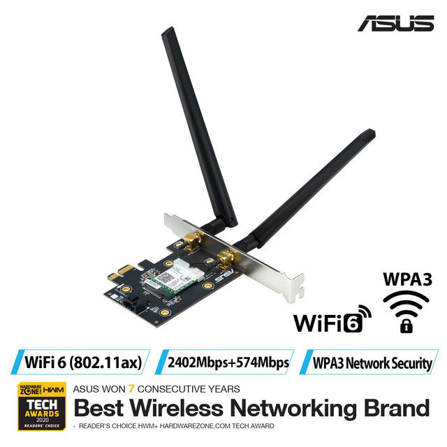 ASUS AX3000 Dual Band PCI-E WiFi 6 (802.11ax). Supporting 160MHz ...