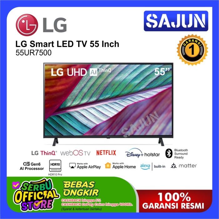 LG 55UR7500 Smart TV LED 4K UHD AI ThinQ TV 55 Inch 55UR7500PSC - +Kayu ...