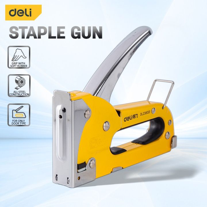 Deli Staple Gun Tacker Heavy Duty Gun Tacker Staple Gun For Wood ...
