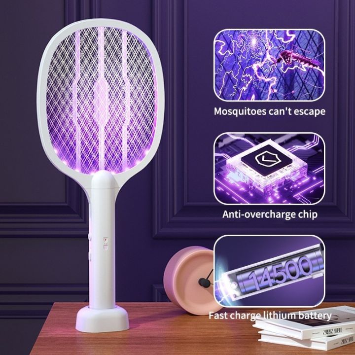 Electric Mosquito Swatter Rechargeable 2 in 1 Mosquito Repellent Lamp ...