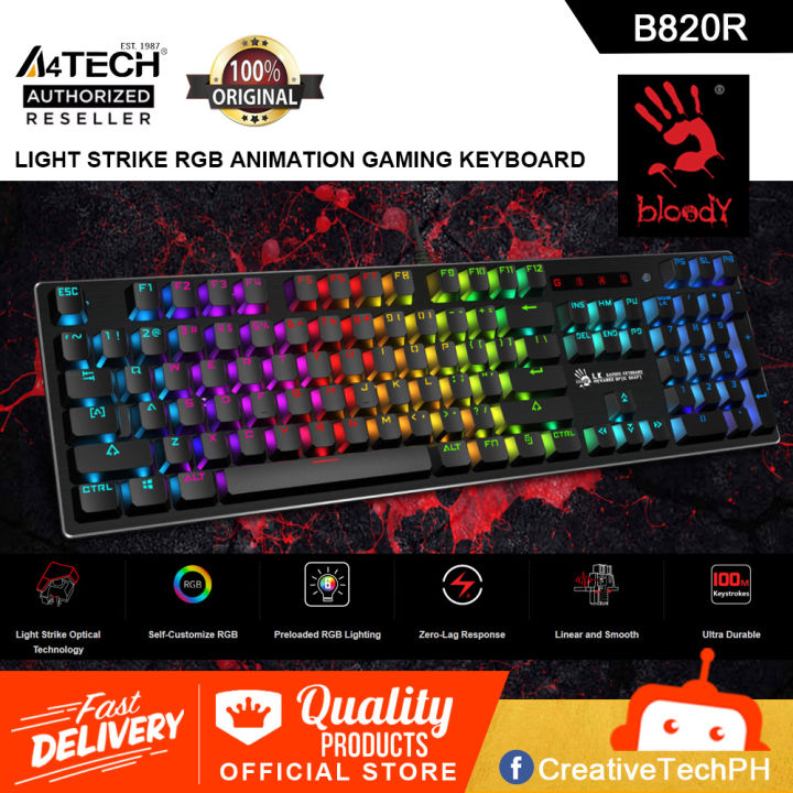 A4TECH B820R Bloody GAMING KEYBOARD LIGHT STRIKE RGB ANIMATION GAMING ...