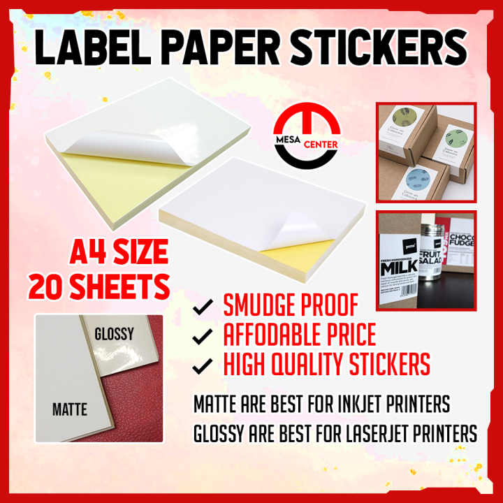 A4 white glossy matte self-adhesive label sticker label paper for laser ...