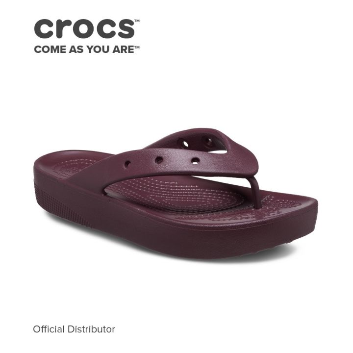 Crocs Women's Classic Platform Flip in Dark Cherry | Lazada PH