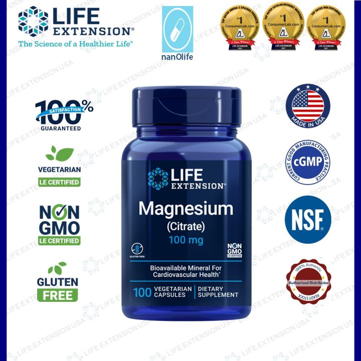 [Life Extension] Magnesium Citrate, EXP: 06/26, 100 mg, 100 Vegetarian ...