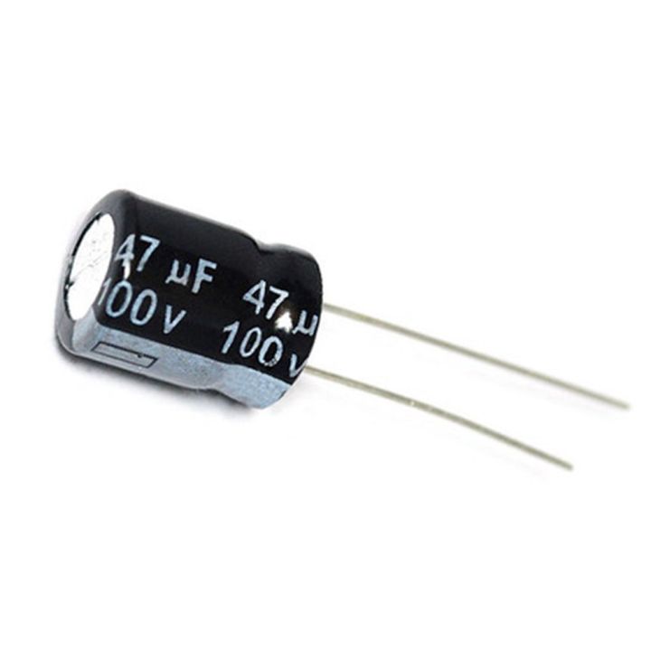 50Pcs 47UF 100V 47MFD 100โวลต์ ± 20% -40 + 105C อลูมิเนียมตัวเก็บประจุ ...