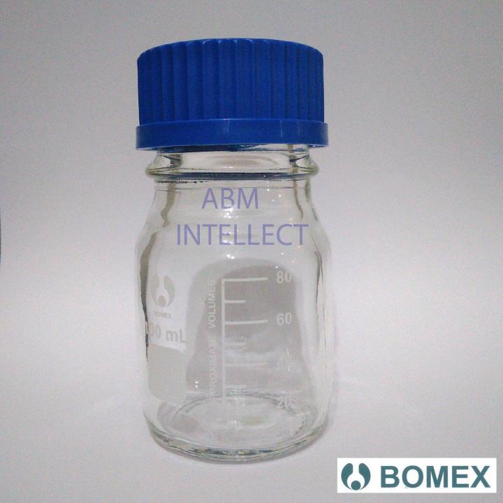Original BOMEX Lab Bottle Borosilicate Glass 100ml, Clear Colour, Blue ...