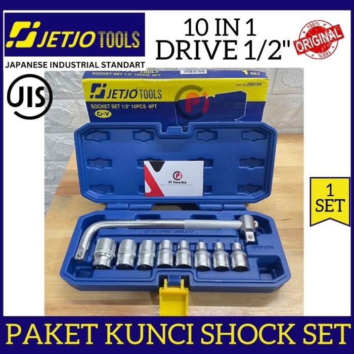 JETJO Gagang Kunci Shock Set Paket 10 in 1 Drive Socket 1/2 8 sd 24mm ...