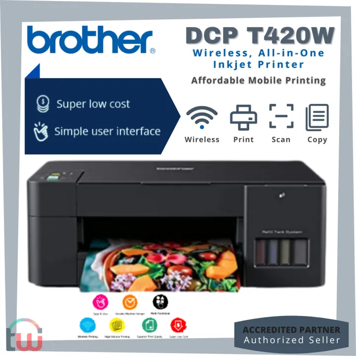 BROTHER All-In-One Printer DCP T430W Wireless Affordable Network Print Scan Copy Compact Mono ...