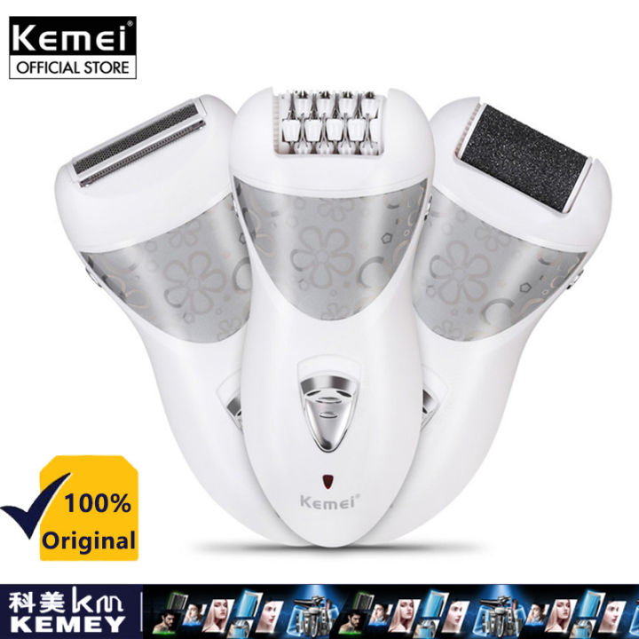 Kemei Epilator Rechargeable 3 In 1 Lady Electric Razor Hair Calluses ...
