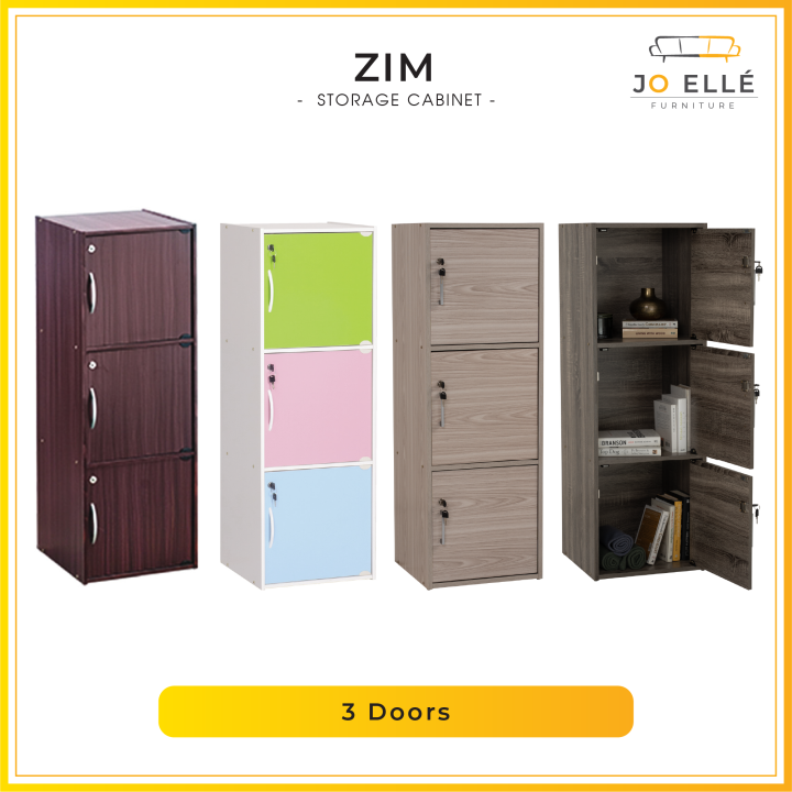Jo ELLE - Zim 3 Doors Storage Cabinet with Lock / Storage Box with Lock ...