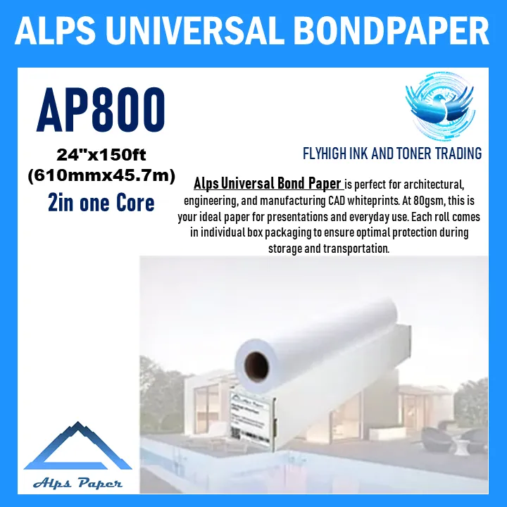 Alps Universal Bond Paper AP800 24"x150ft (610mmx45.7m) 2in one Core ...