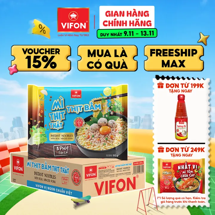 [VOUCHER 15%] Thùng 24 gói Mì Thịt Thật Mì Thịt Bằm/ Mì Bò Cay/ Mì Riêu ...
