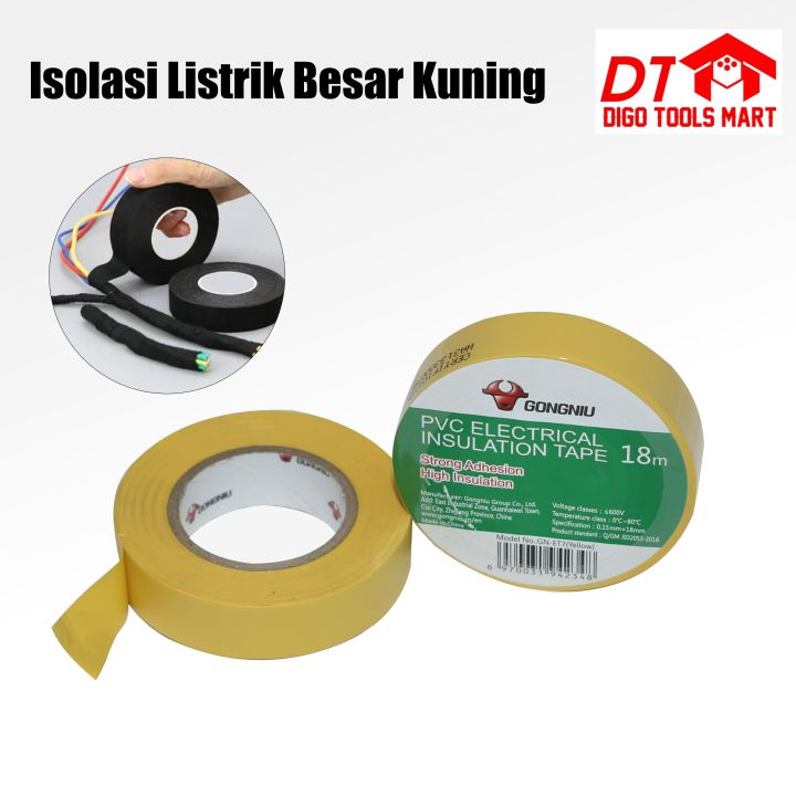 Isolasi Listrik Besar Kuning Electrical Tape PVC 18 Meter | Lazada ...