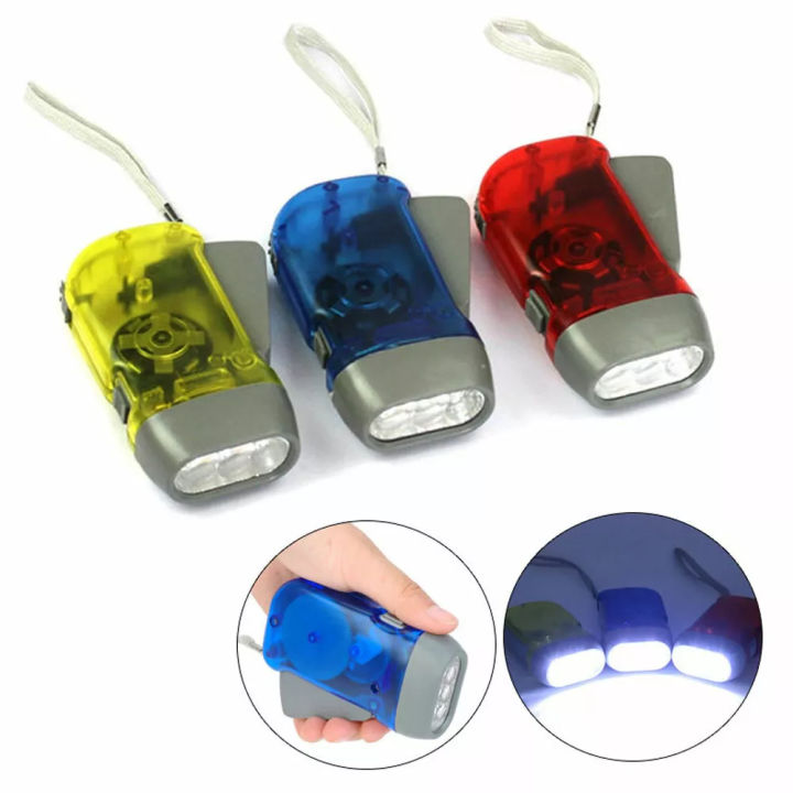 LED Hand Pressing Dynamo Flashlight 3LEDs Flashlight With Hanging Rope ...