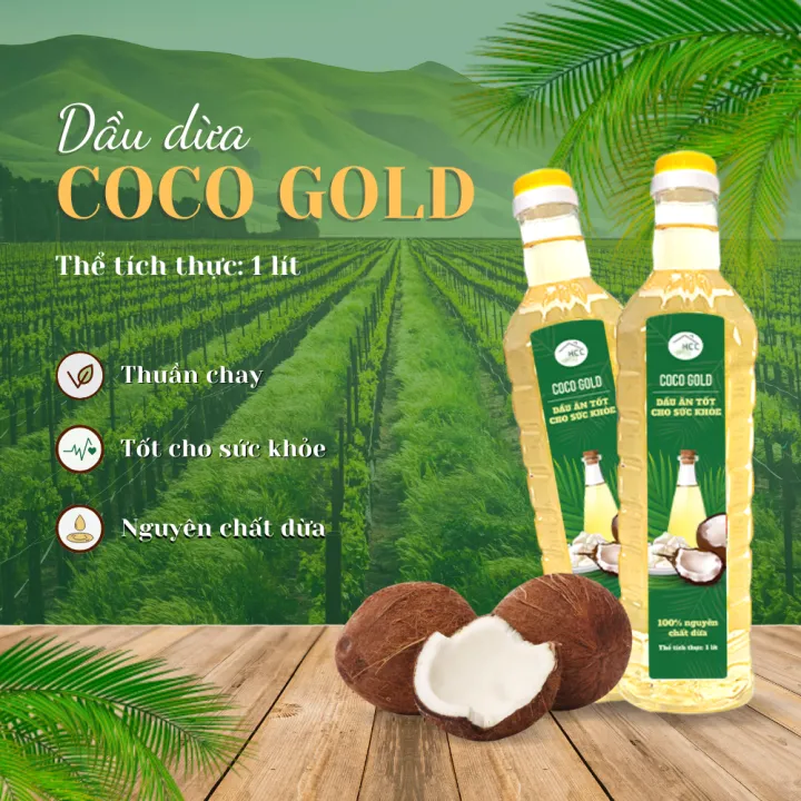 Dầu dừa Coco Gold (100% nguyên chất từ dừa) - chai 1 lít | Lazada.vn