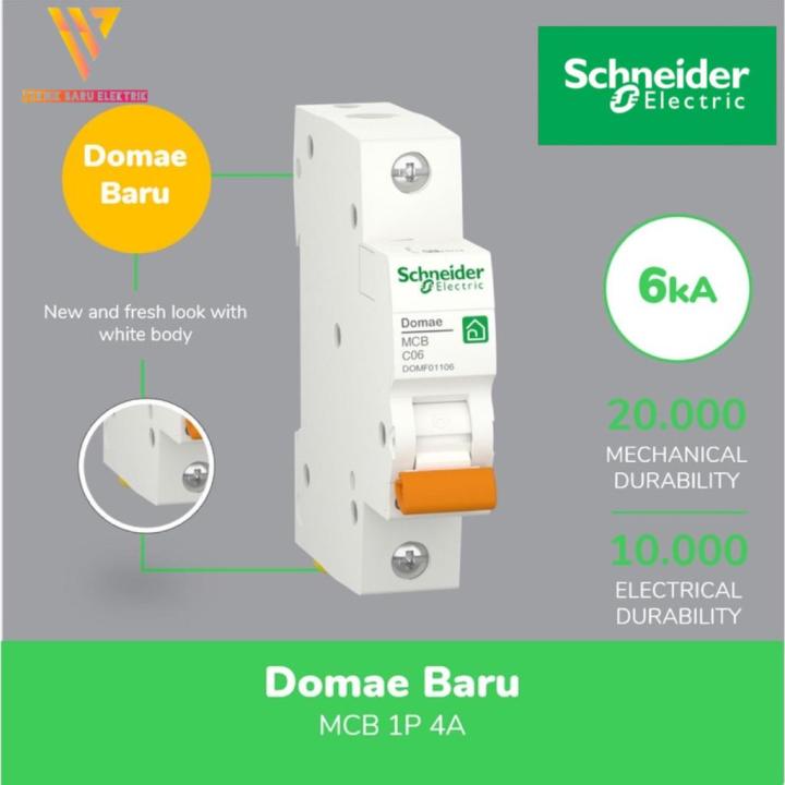MCB SCHNEIDER ELECTRIC NEW DOMAE 1PHASE 2A 4A 6A 10A 16A 20A 25A 32A PEMUTUS TEGANGAN LISTRIK ...