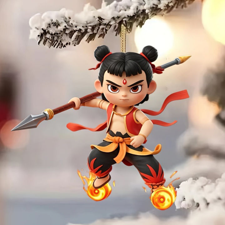 1 PC Chinese Mythology Artwork: Stunning 2D Nezha Keychain, a Fusion of ...