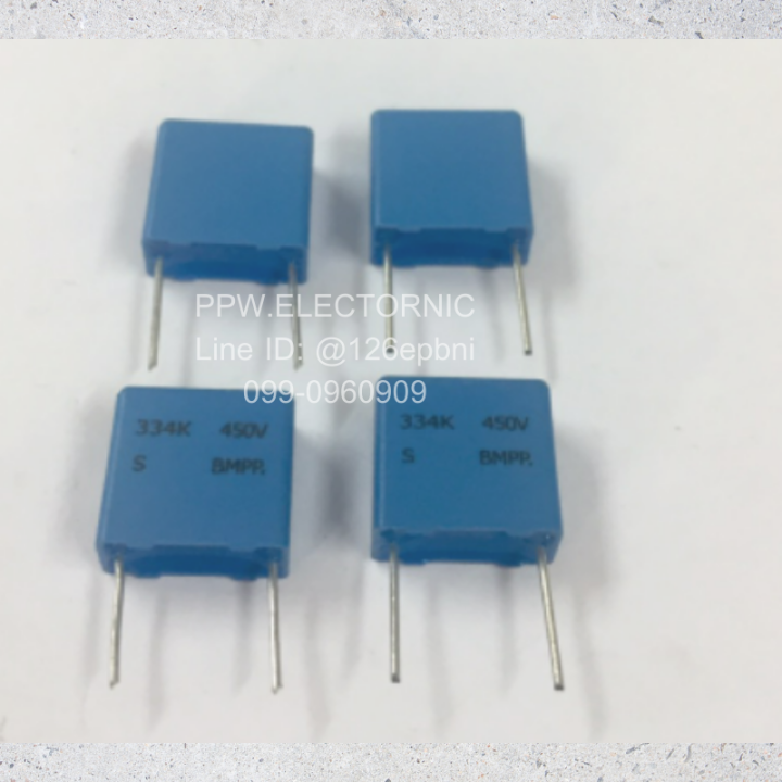 10ชิ้น 0.33UF 450V 334K=330NF =334PFขาห่าง10มิล คาปาซิเตอร์ ...