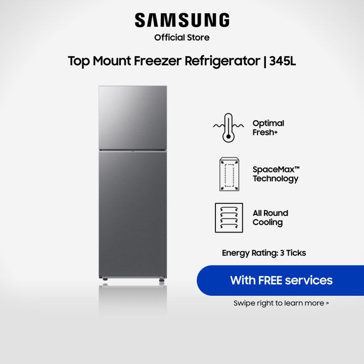 Samsung RT35CG5444S9SS Top Mount Freezer Refrigerator, 345L, 3 Ticks ...