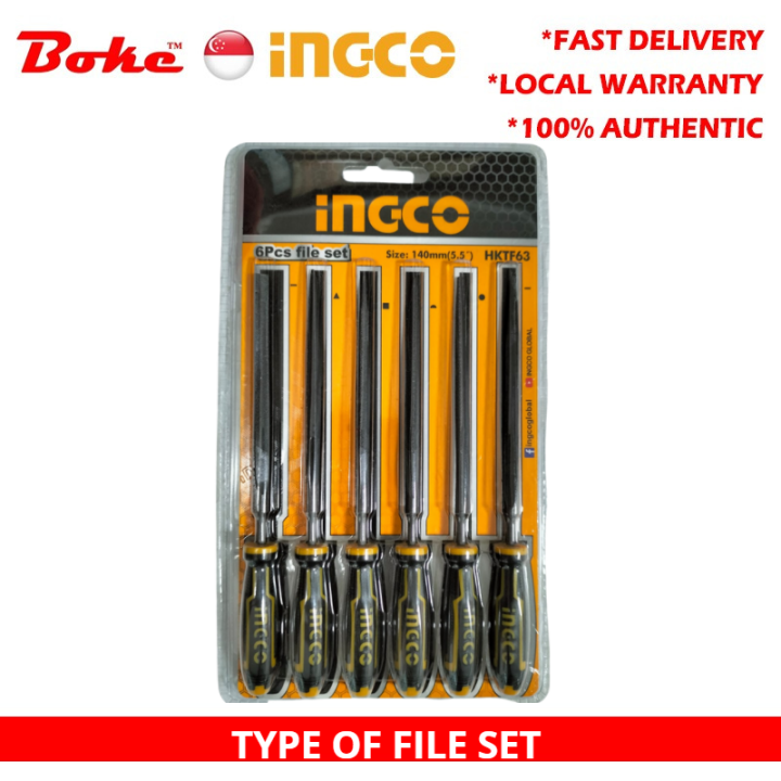 INGCO HKTF63 6pcs file set Length：140mm Diameter：3mm Flat,Round,Half ...