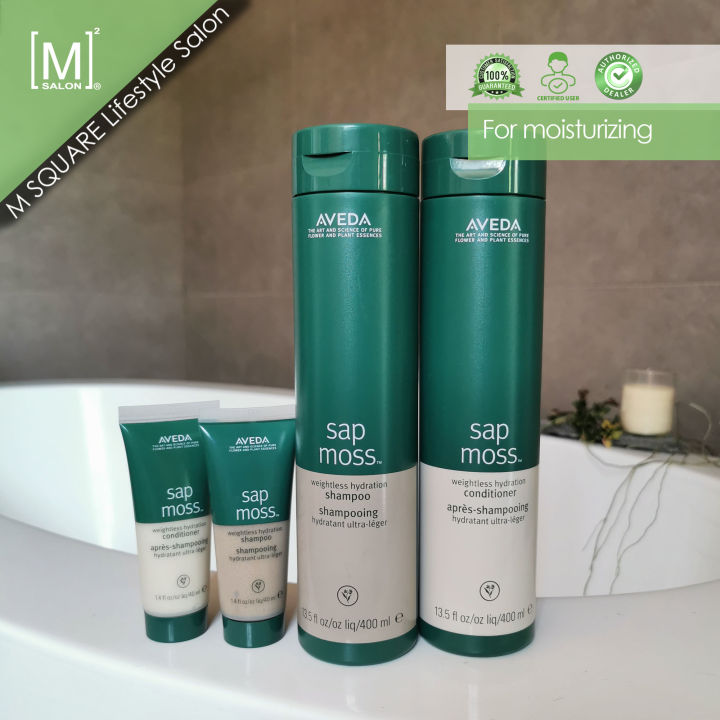 Aveda Sap Moss Hydrating Shampoo 400ml + Sap Moss Conditioner 400ml, Free Shampoo 40ml ...