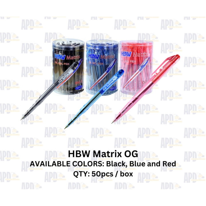 HBW MATRIX OG Ballpen Ball Point Pen - Black, Blue, Red for School ...