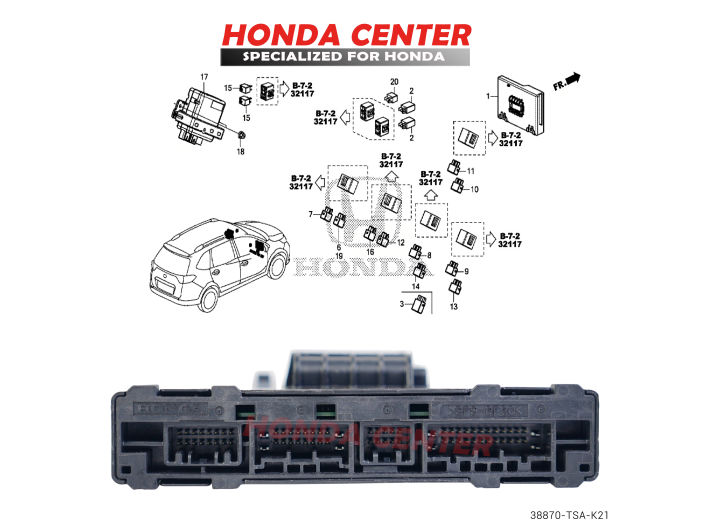 Control unit ecu multiplex integrated mobil honda brv 2016 2017 2018 ...