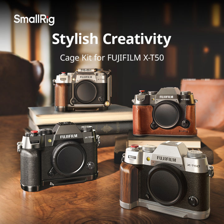 SmallRig X-T50 Retro Cage ด้ามจับไม้รูปตัว L พร้อมขาจับซิลิโคนและ Arca ...