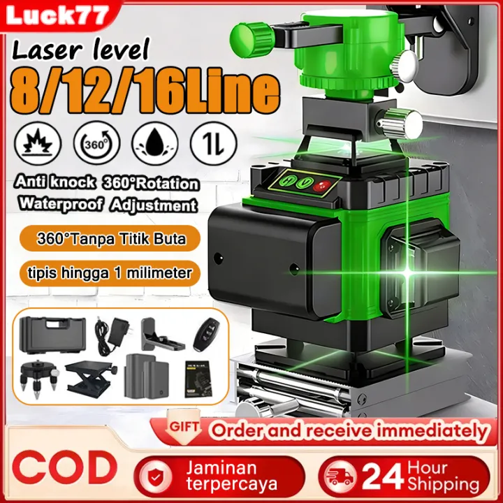 COD&ORI Laser Level 4D 16/12/8 Garis-Waterpass Laser IP54 Digital 4 in ...