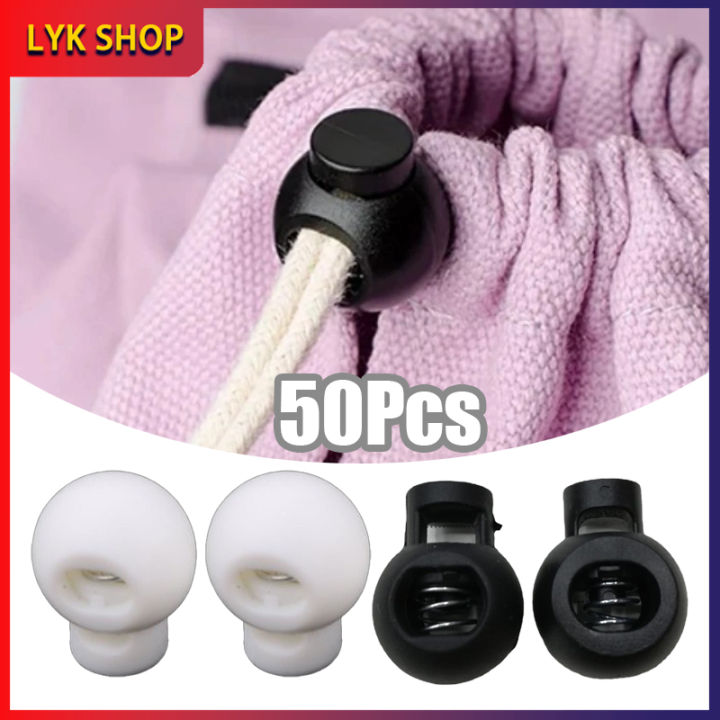 50pcs Spring Load Plastic Toggle Stopper Cord Locks End Single Hole ...