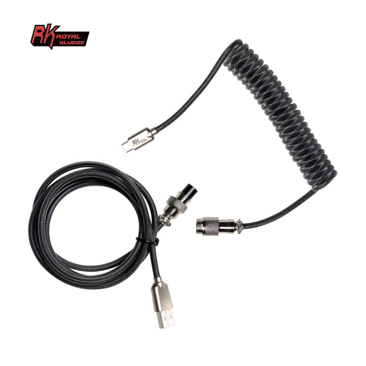 RK Royal Kludge Type C USB Spring Cable Mechanical Keyboard Coiled ...
