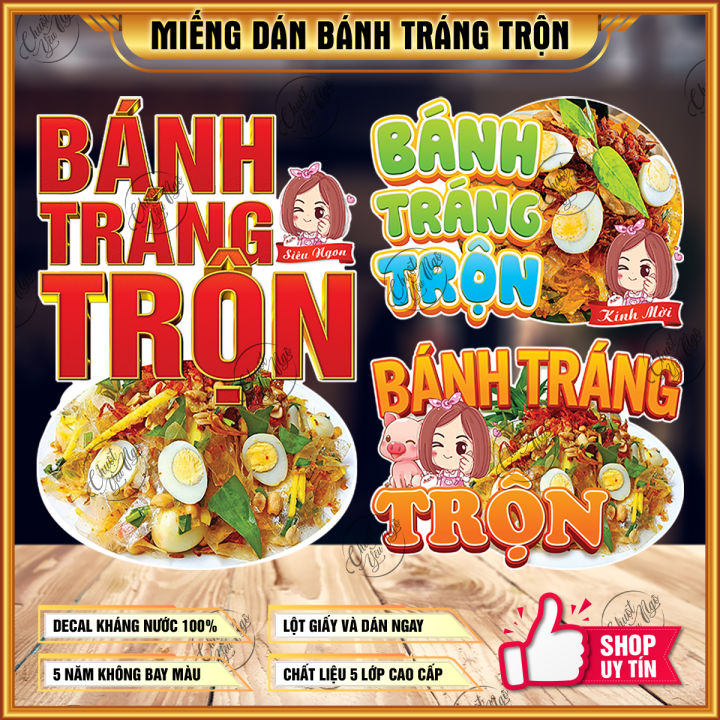Miếng dán decal sticker bánh TRÁNG TRỘN dán tủ kính quán ăn tường xe ...