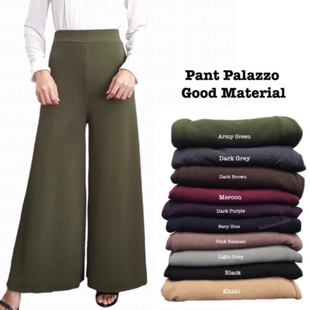 Palazzo Pants Muslimah Compliance Seluar Palazzo Tahan Kedut Elasticated Waist Bootcut Pants Casual Flare Pants For Women Regular Fit Ankle Length Pants Dark Choco And Turquoise Pants Lazada Lazada