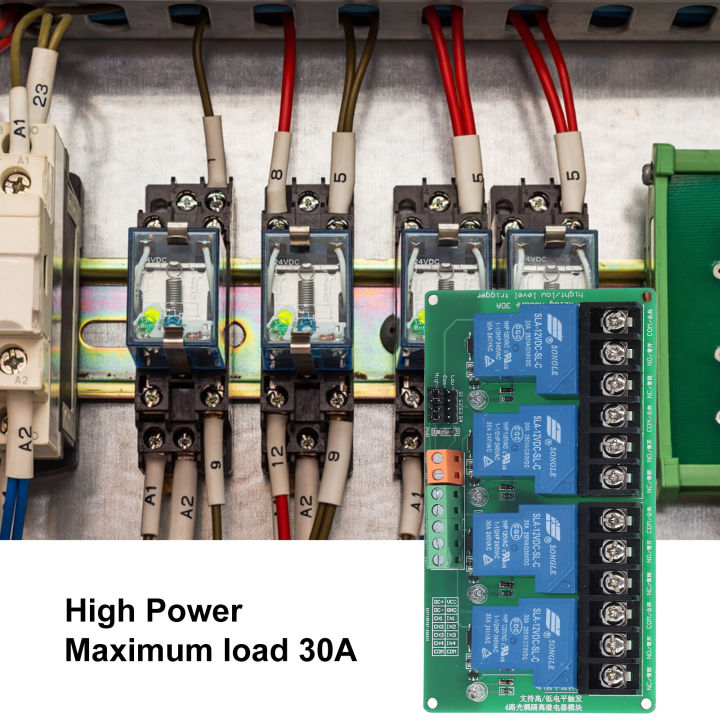Relay Module 4 Channel 30A High Low Level Current Relay Module with ...