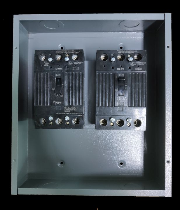 150A MTS 3 Pole Three Phase Manual Transfer Switch GE TQD Breaker ...