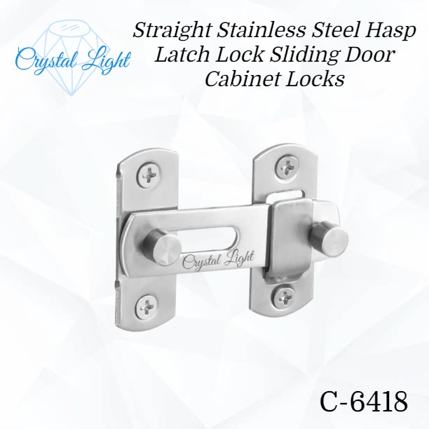 Crystal Light C-6418 Straight Stainless Steel Hasp Latch Lock Sliding ...