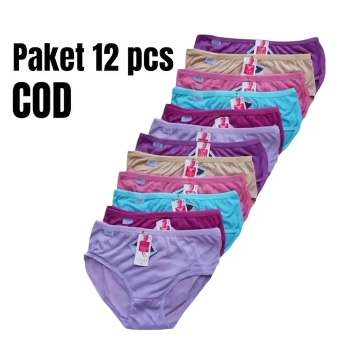 paket 12 pcs celana dalam wanita cangcut cewek bahan adem lembut serta ...