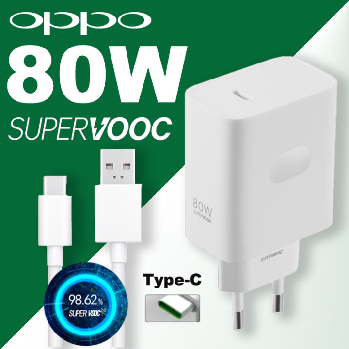 Original OPPO 80W SUPER VOOC Charger VOOC 3.0 Adapter With 8A Type-C USB Cable support Fast ...