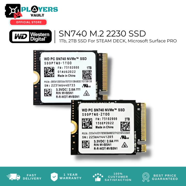 Western Digital 1TB and 2TB NVME m.2 2230 SN740 SSD for STEAMDECKS ...