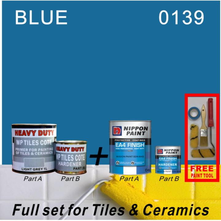 FULL SET Epoxy Floor Coating [ 5L Mici WP Tiles Cote Primer + 5L Nippon EA4 Epoxy Finish + FREE ...