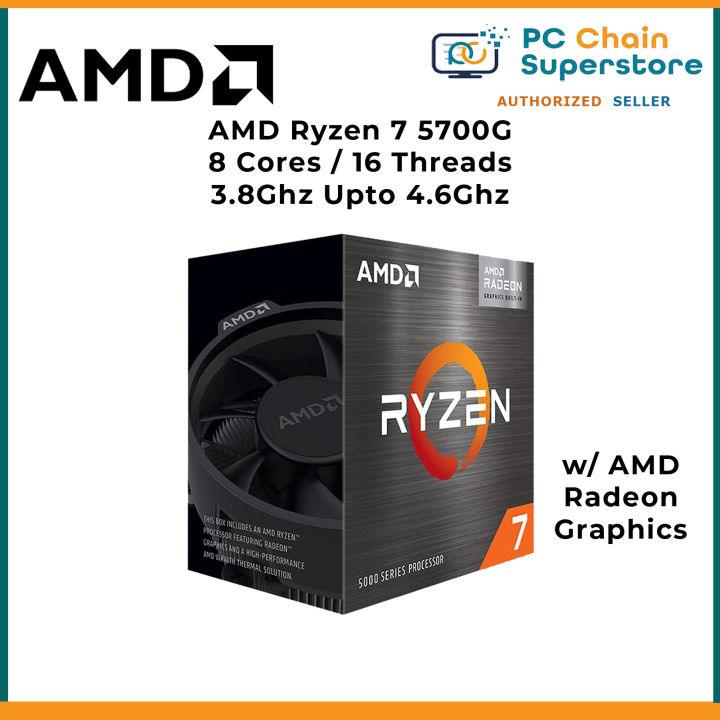 AMD Ryzen 7 5700G 8 Cores Upto 4.6Ghz Unlocked w/ Radeon Graphics AM4 ...
