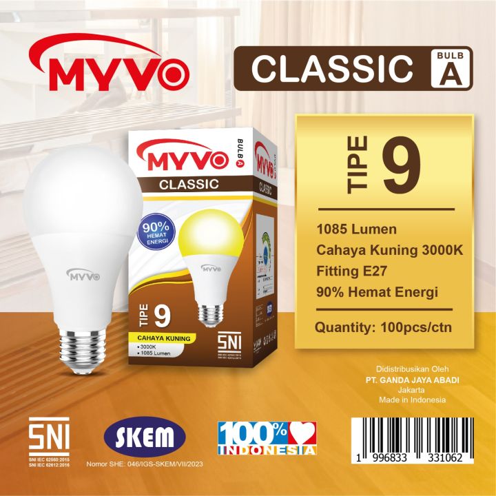 MYVO Lampu LED Classic Tipe 9 A Bulb Bohlam Cahaya Kuning | Lazada Indonesia