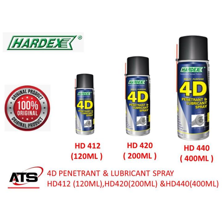 HARDEX HD440 HD420 HD412 4D PENETRANT & LUBRICANT SPRAY (400ML HD440 ...