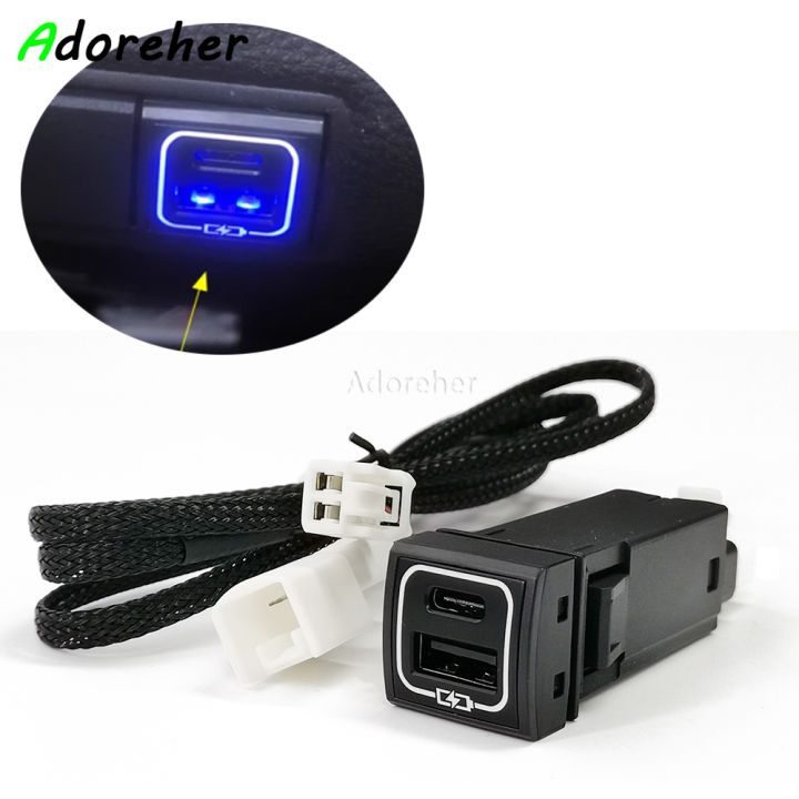 Car Charger USB QC3.0 TYPE-C PD Charging Interface Socket Fast Charger ...