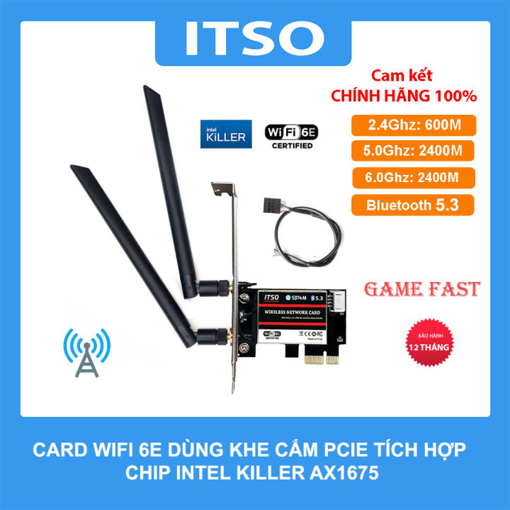 Card WIFI 6E Intel Killer AX1675 sử dụng khe cắm PCI | Lazada.vn